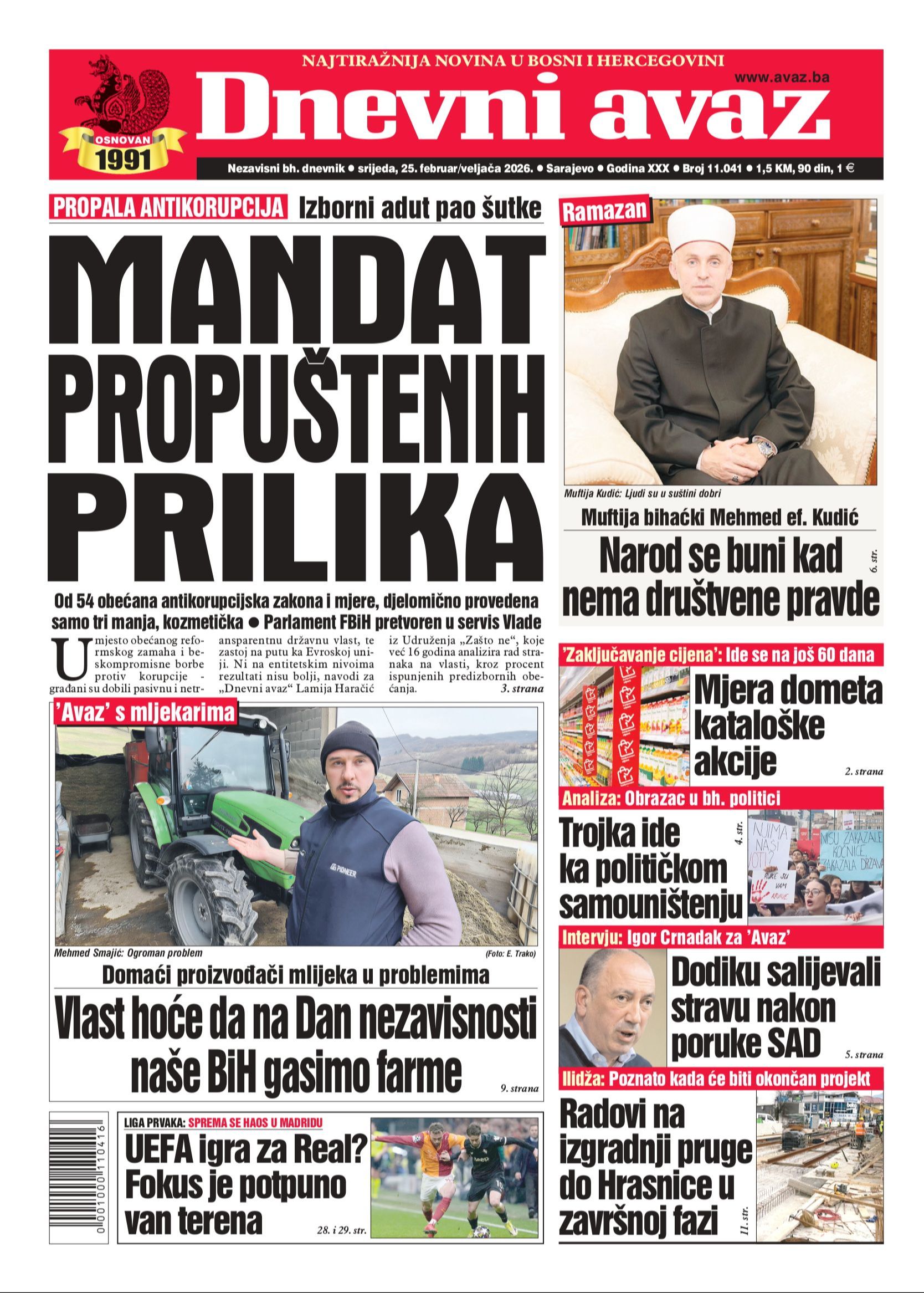 U današnjem "Dnevnom avazu" čitajte: Mandat propuštenih prilika